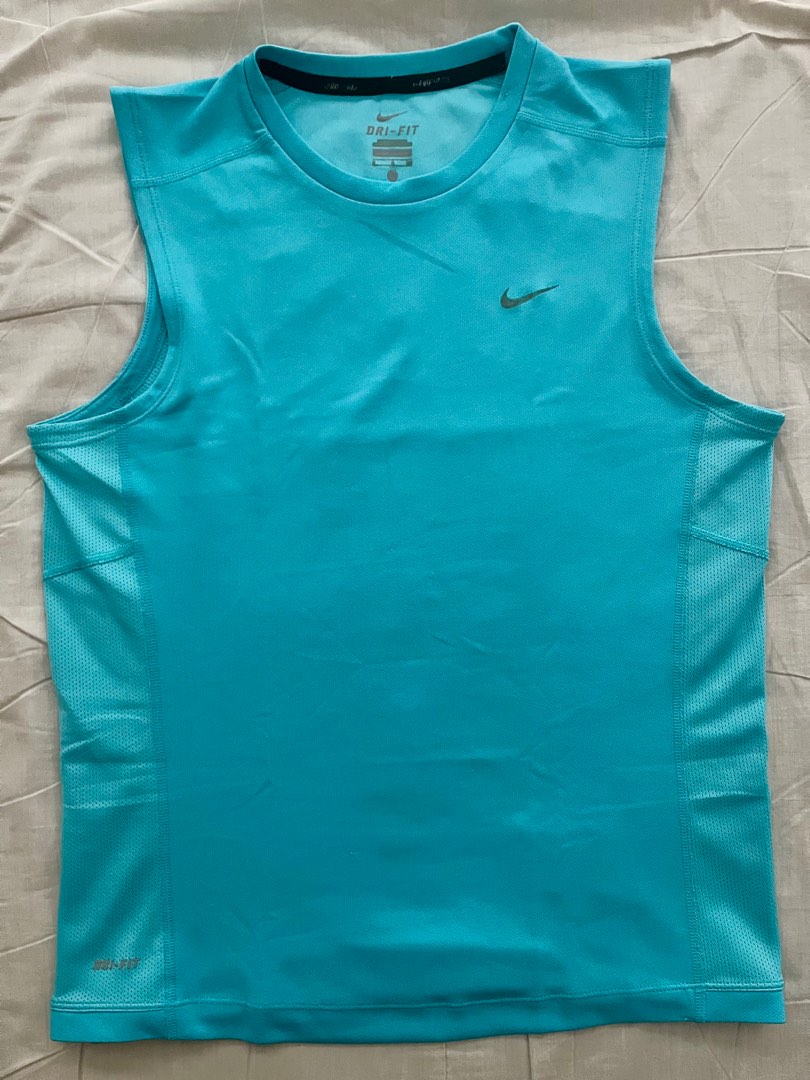 Nike Light Blue dri-fit singlet, Men's Fashion, Activewear on Carousell