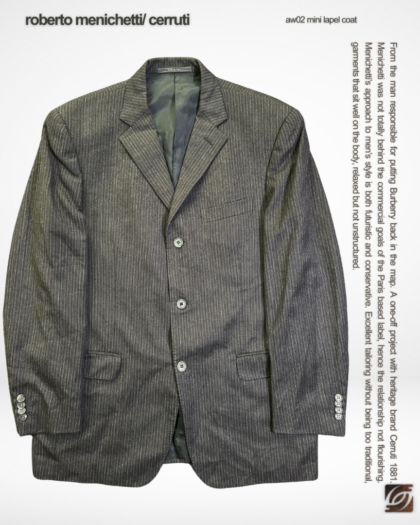 Roberto Menichetti Cerruti AW02 Micro Pinstripe Mini Lapel Wool Coat ...