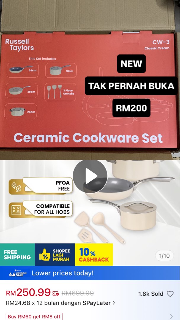 RUSSEL TAYLOR CERAMIC COOKWARE SET, Furniture & Home Living, Bathroom ...