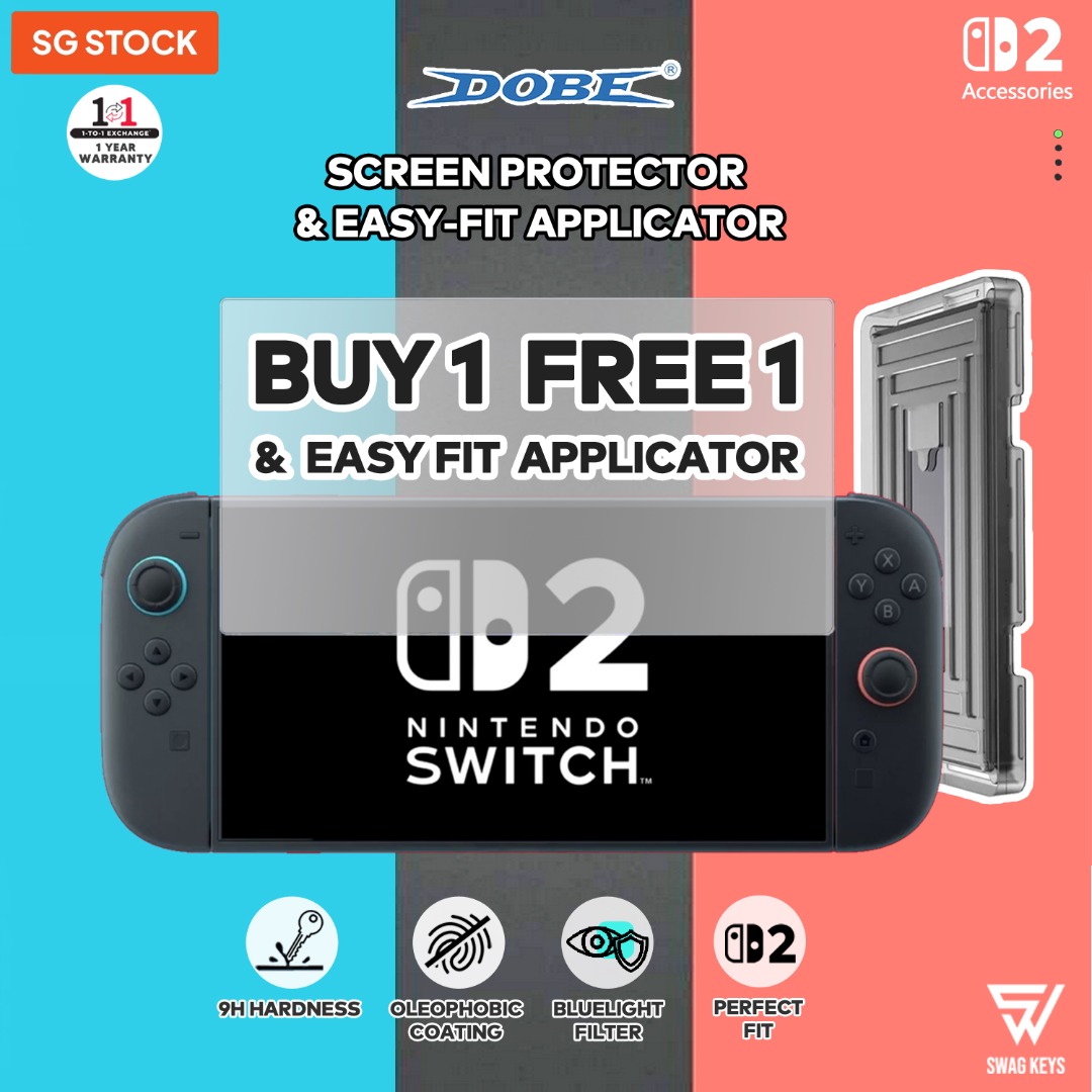 【SG】 DOBE 9H Tempered Glass Screen Protector & Applicator Nintendo ...