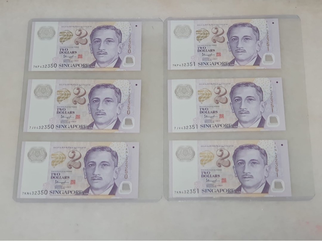 SGD2 Notes with same number, Hobbies & Toys, Memorabilia & Collectibles ...