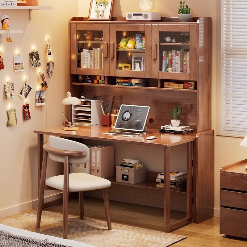 solid wood multifunctional combination table cabinet desk bookcase ...