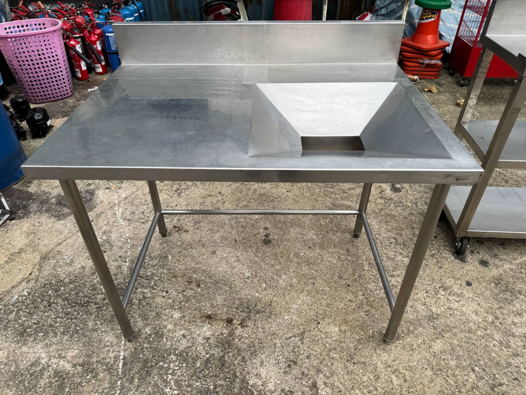 Stainless Steel Waste Drain Hole Work Table Garbage, Furniture & Home ...