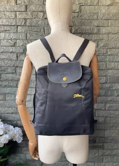 Longchamp Tas ransel backpack bag wanita le pliage club black yellow ...