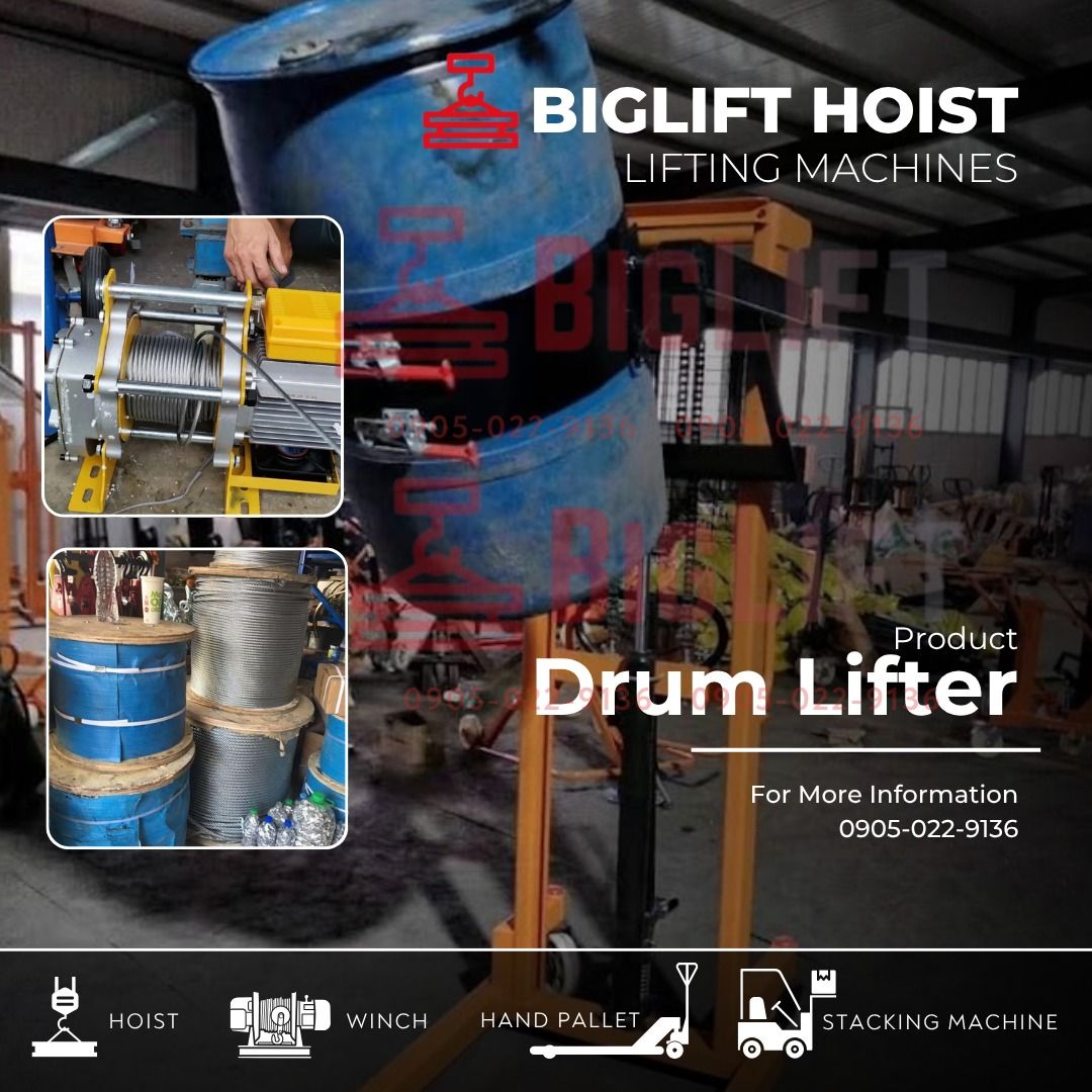 1 Ton Drum Lifter - Electric Stacker - Manual Stacker, | Engine Winch ...