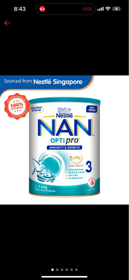(BN) Nestle NAN Optipro Stage 3 Growing Up Milk Formula 1.6kg - From 12 Months, Babies & Kids ...