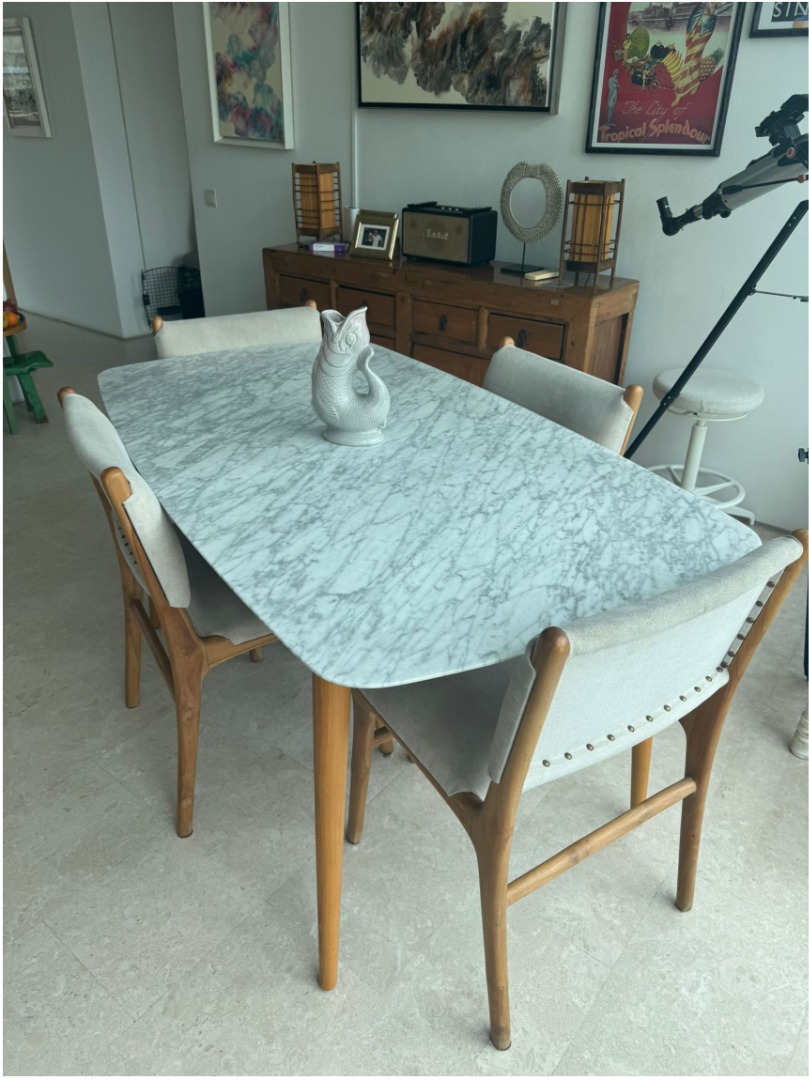 Castlery Kelsey Marble Dining Table, Walnut Stain including amazing ...
