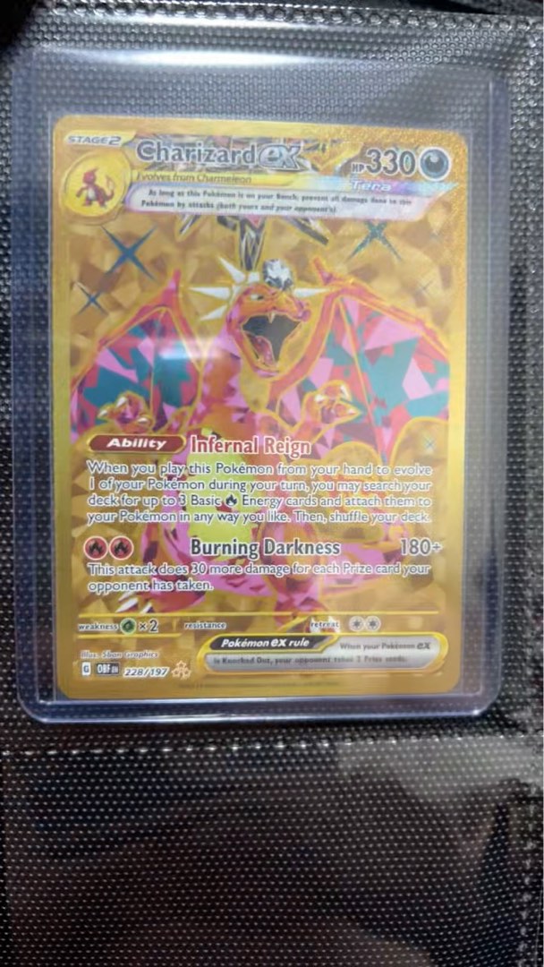 Charizard EX Gold Pokemon Card Charizard EX 228/197 Obsidian Flames ...