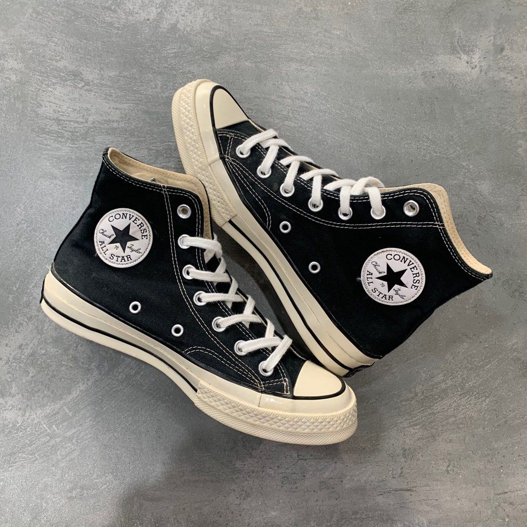 Converse Chuck Taylor All Star 70S High Black White, Fesyen Wanita ...