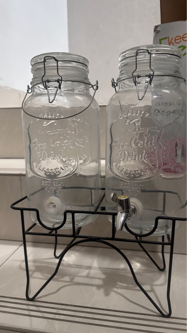 Dispenser kaca dual 8L baru, Kitchen & Appliances di Carousell