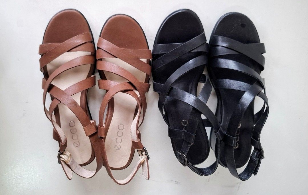 ECCO Leather Sandals in size 35, Women's Fashion, Footwear, Sandals on Carousell