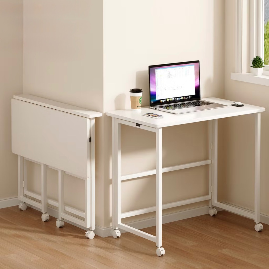 Foldable Study Desk | Space Saving Writing Desk | Rolling Laptop Table ...