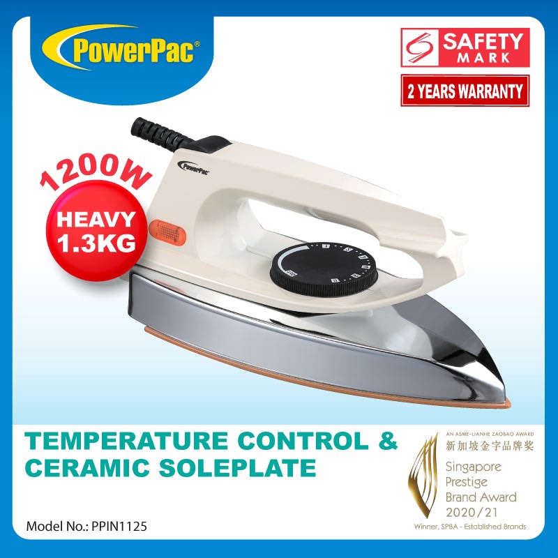 Heavy Dry Iron with Temperature control 1.3KG (PPIN1125) powerpac, TV ...