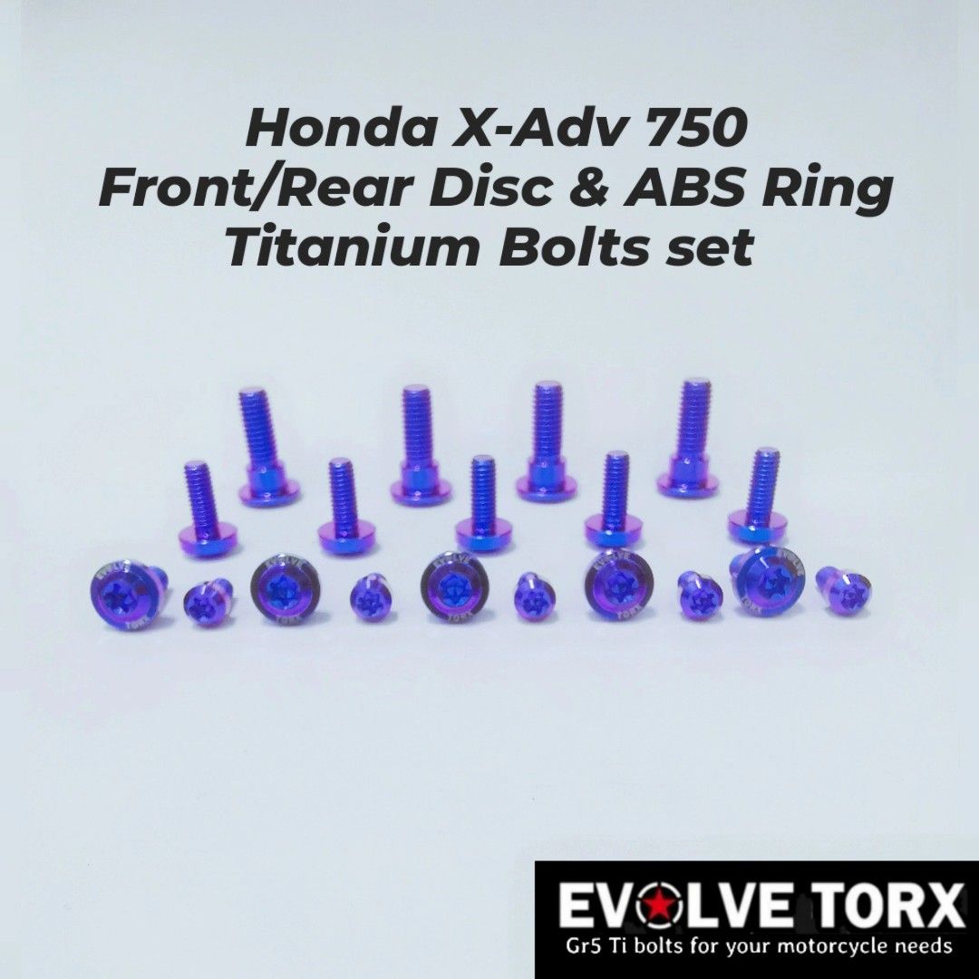 Honda X-Adv 750 Front/Rear Disc & ABS Ring Titanium Bolts set ...