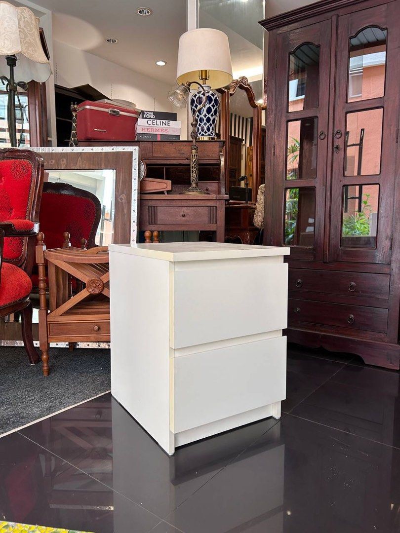 Ikea MALM bedside drawers in White, Furniture & Home Living, Furniture ...
