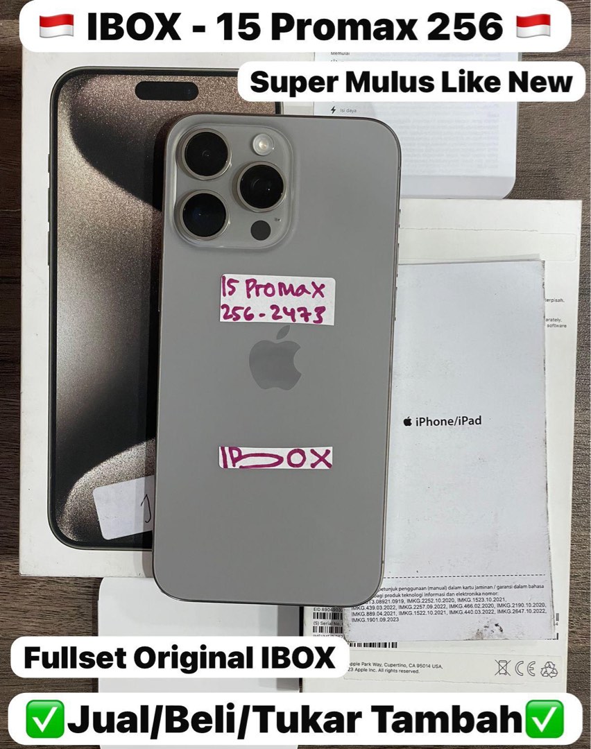 iphone 15 promax 256gb second ibox mulus like new, Telepon Seluler ...