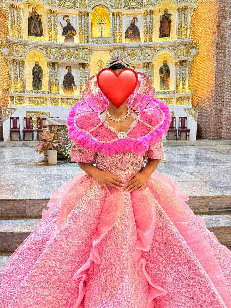 Light Pink Ballgown Sagala Filipiniana Lace Off Shoulder Debut Birthday ...