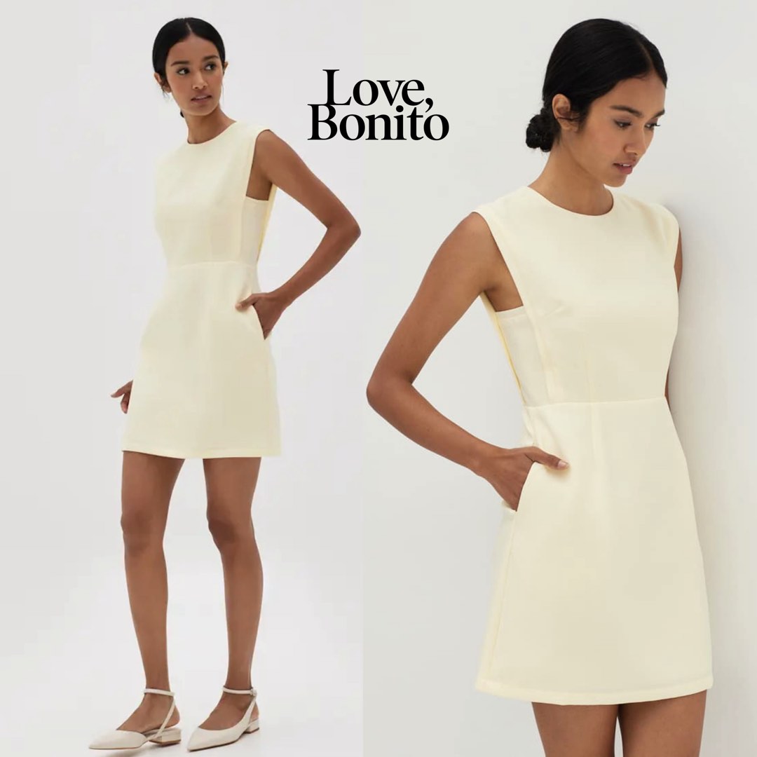 Love Bonito Safia Textured A-Line Dress Daffodil Light Yellow Tweet ...
