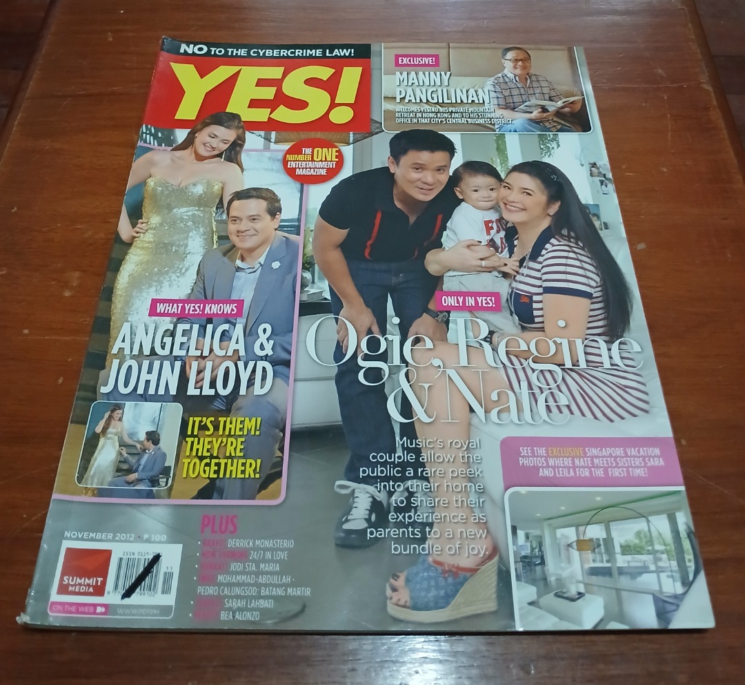 Nov. 2012 YES! Magazine "Angelika & John Lloyd / Ogie, Regine & Nate ...