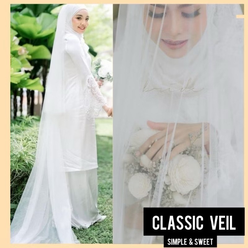 Plain Veil 2meter Nikah, Bride Veil, Veil Minimalist, Veil Off White ...