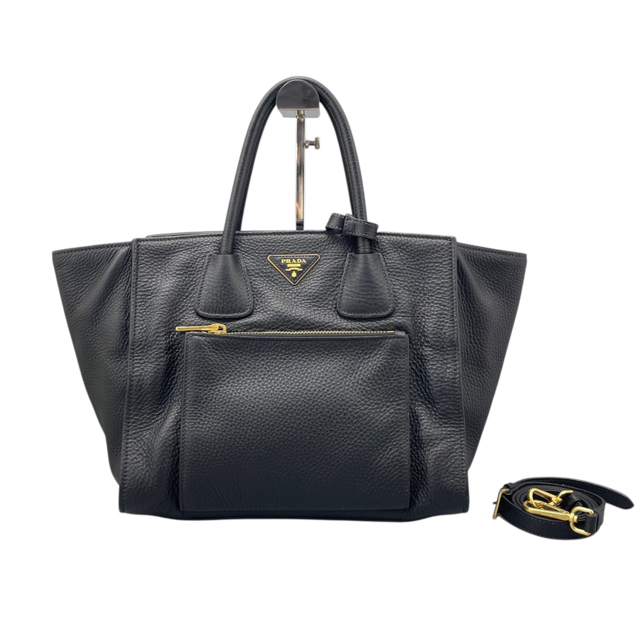 Prada Vitello Daino Shopping Tote in Black, Luxury, Bags & Wallets on ...