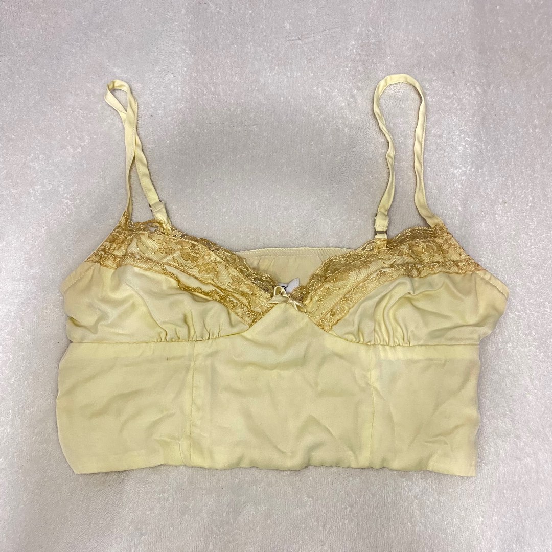 Princess Polly Yellow Lace Silk Bustier Top, Women's Fashion, Tops ...