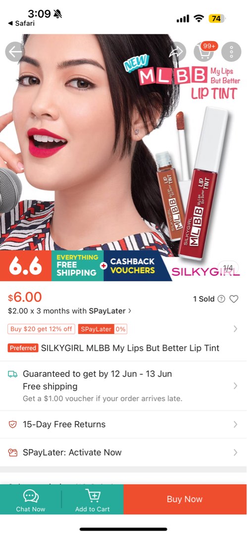 Silkygirl MLBB (My Lips But Better) Lip Tint Shade: 05 Scarlet, Beauty ...
