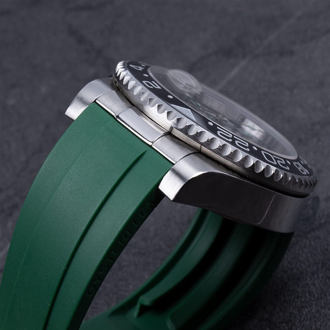 20mm green rubber strap with end link rolex submariner hulk, Men's ...