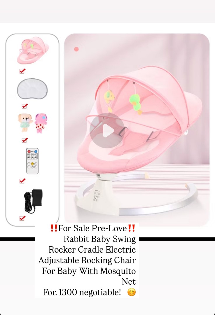 Baby Swing Rocker Cradle Electric Adjustable Rocking Chair For Baby With Mosquito Net, Babies ...