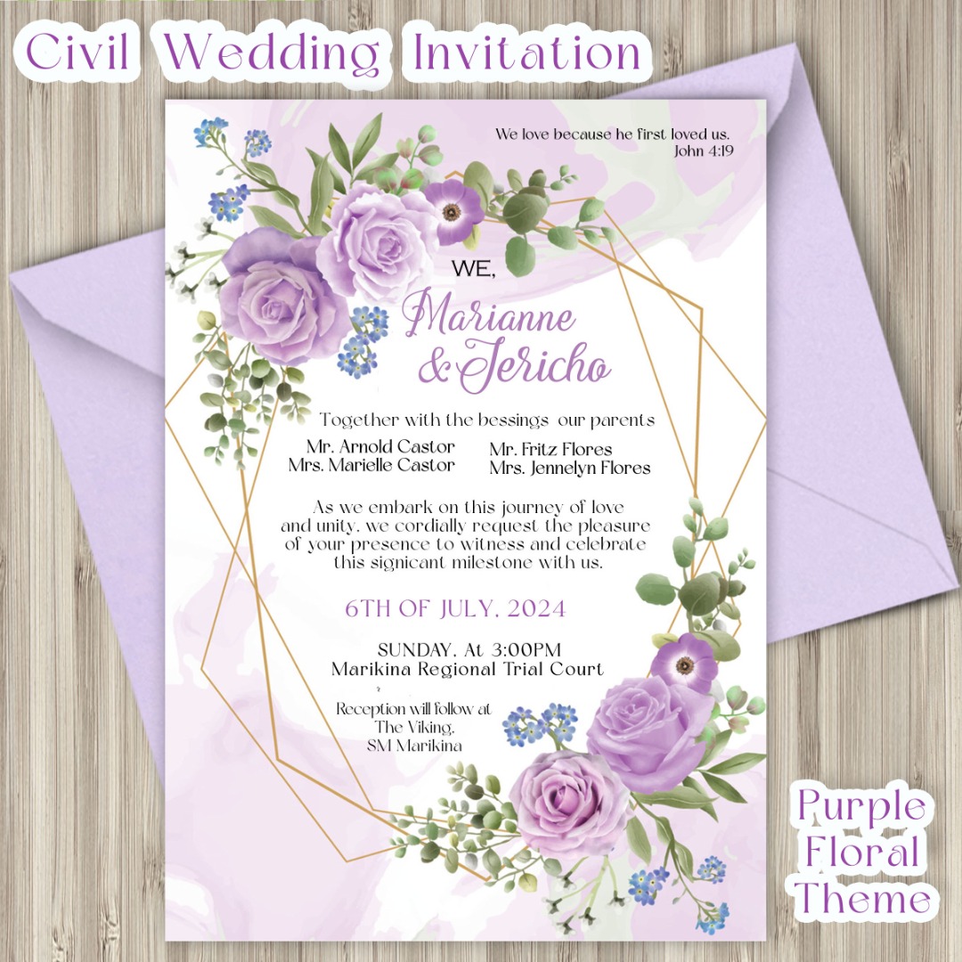 Civil Wedding Invitation | Custom & Affordable | Ready to Print ...