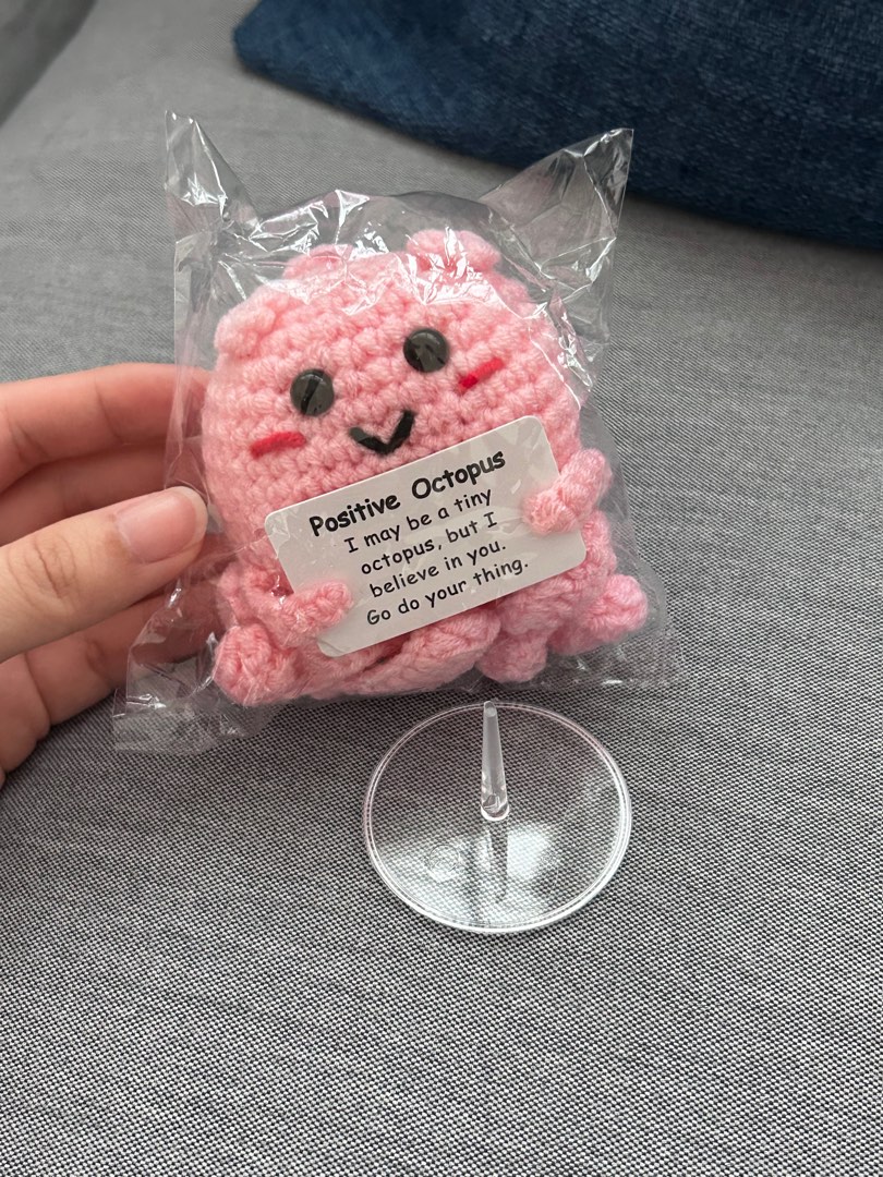 crochet positive octopus with stand, Hobbies & Toys, Stationery & Craft ...