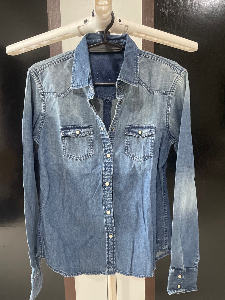Ladies Denim Long Sleeves, Women's Fashion, Tops, Longsleeves on Carousell