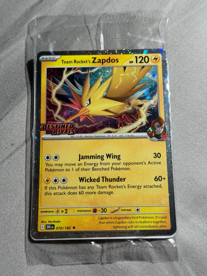 Destined Rivals Team Rocket's Zapdos Pokemon Card Promo, Hobbies & Toys ...
