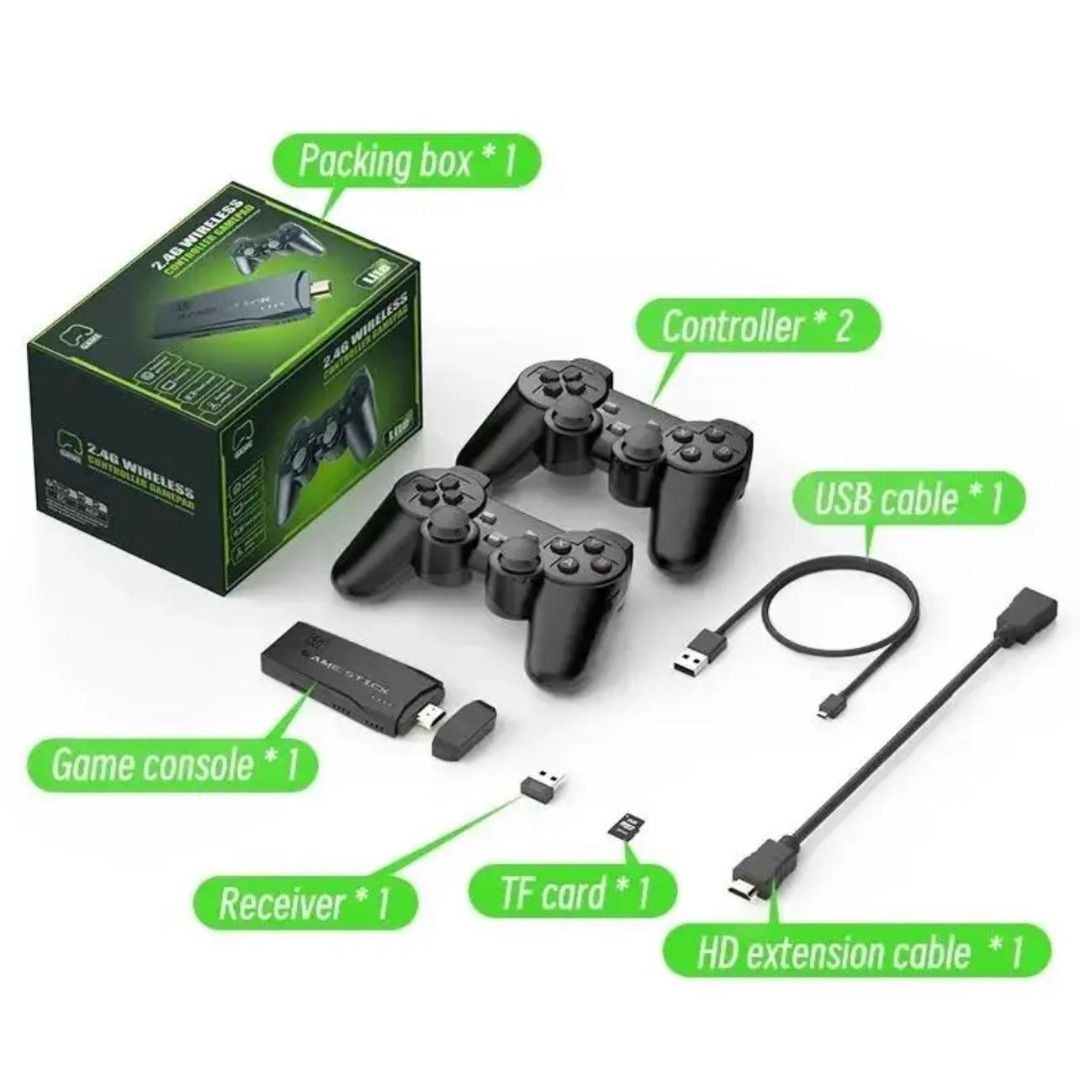 Game stick console 4K TV Video Game stick 64gb With 2.4G 2xWireless ...