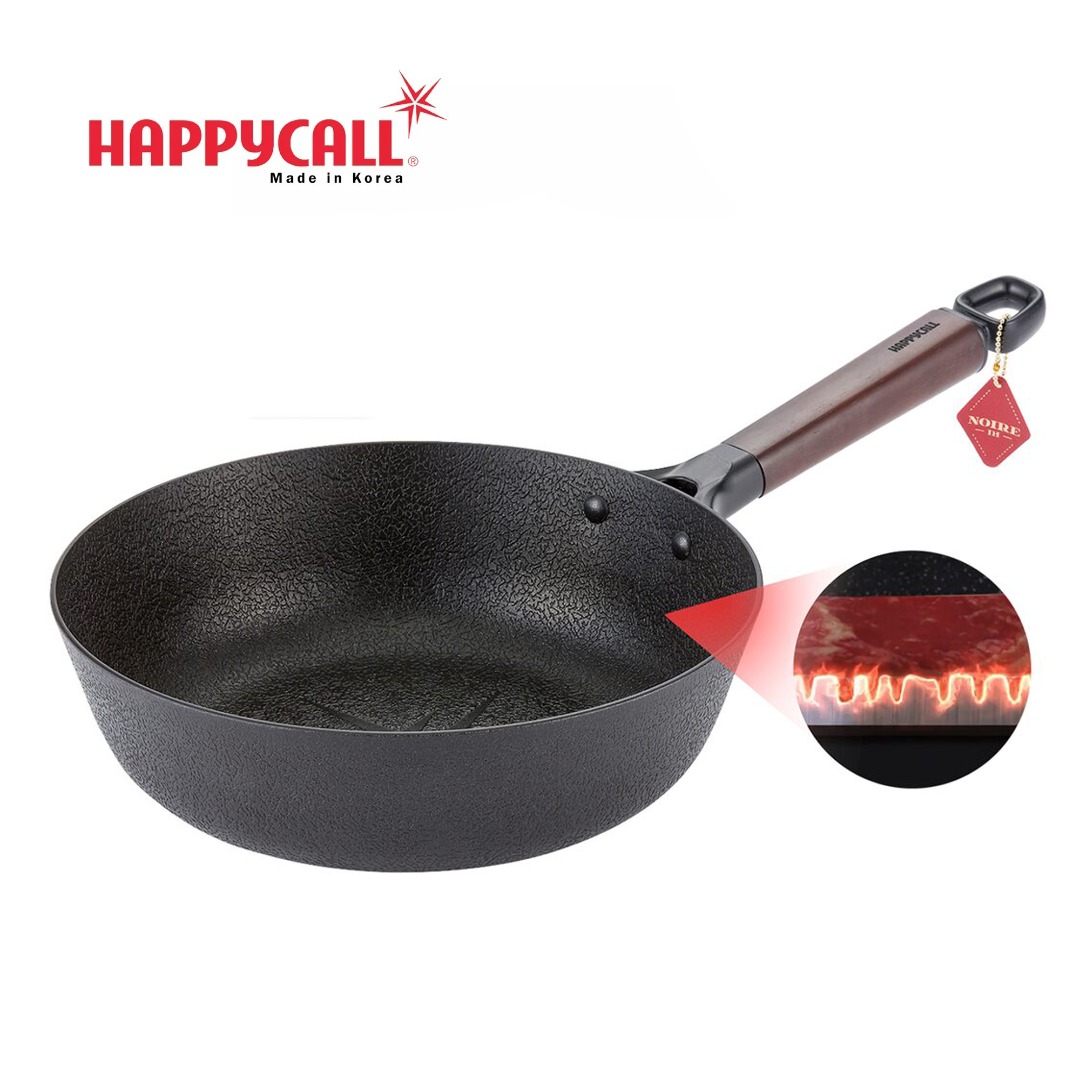 Happycall Noire Red Label IH Wok Pan with Glass Lid 26cm 2P Set ...