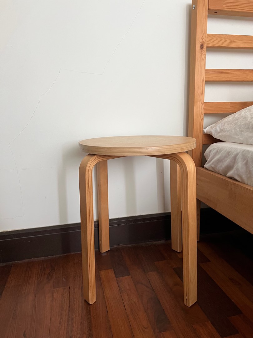 Ikea wooden stool, Furniture & Home Living, Furniture, Chairs on Carousell