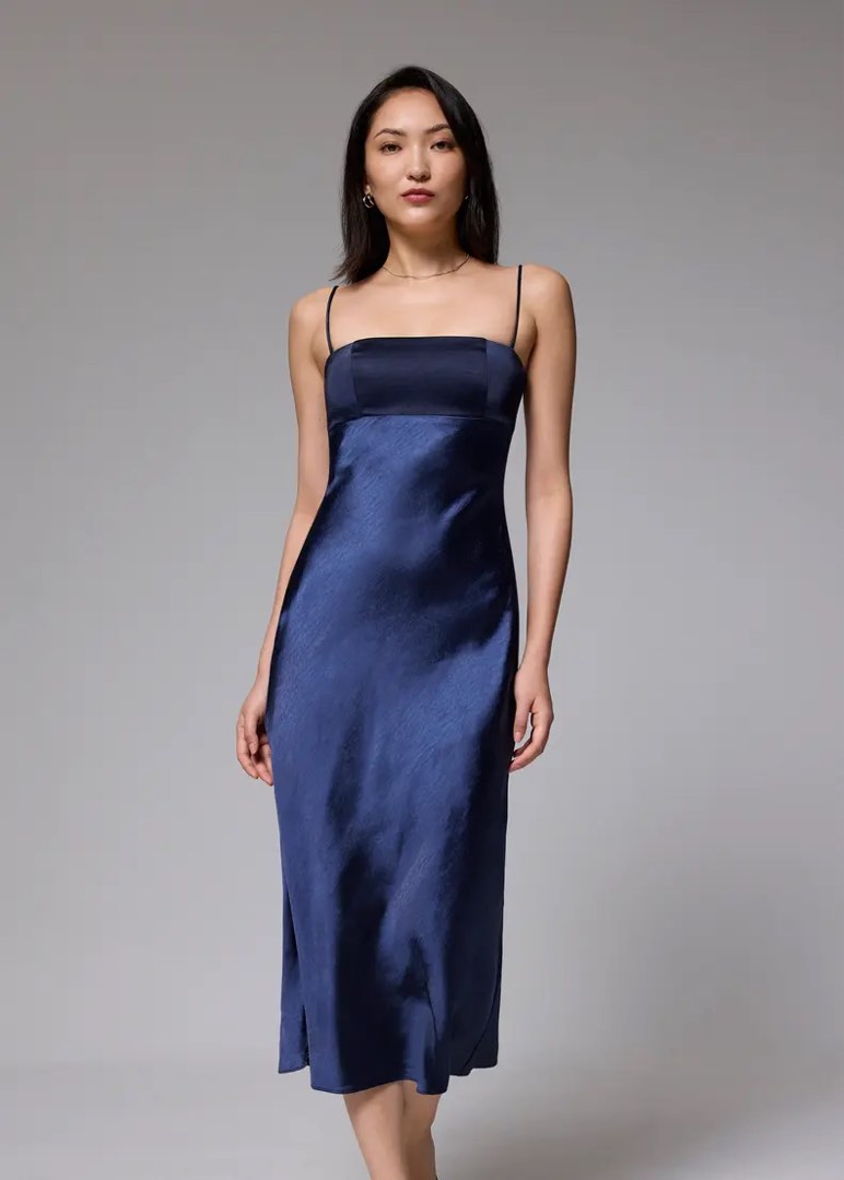 Lb Padded Satin Column Maxi Dress, Women's Fashion, Dresses & Sets ...