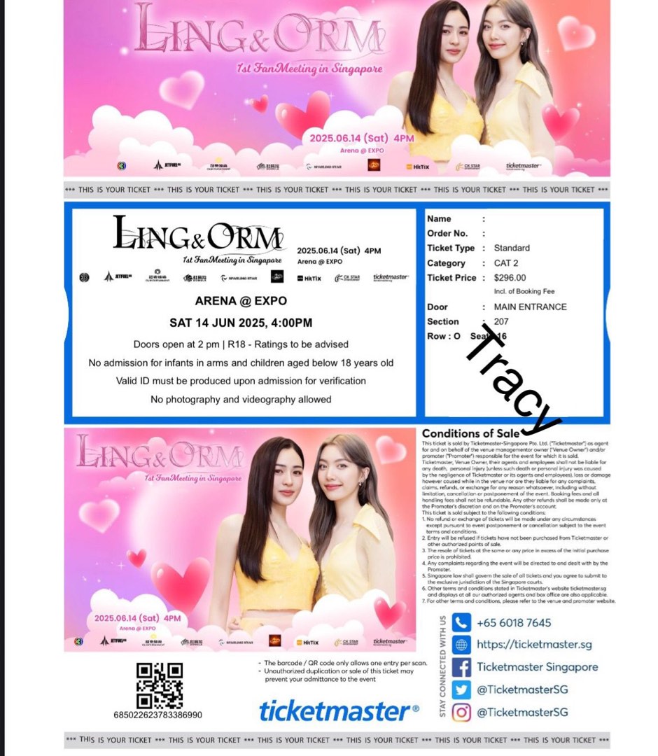 LingOrm 1st FanMeeting in Singapore Ticket, Tickets & Vouchers, Event Tickets on Carousell