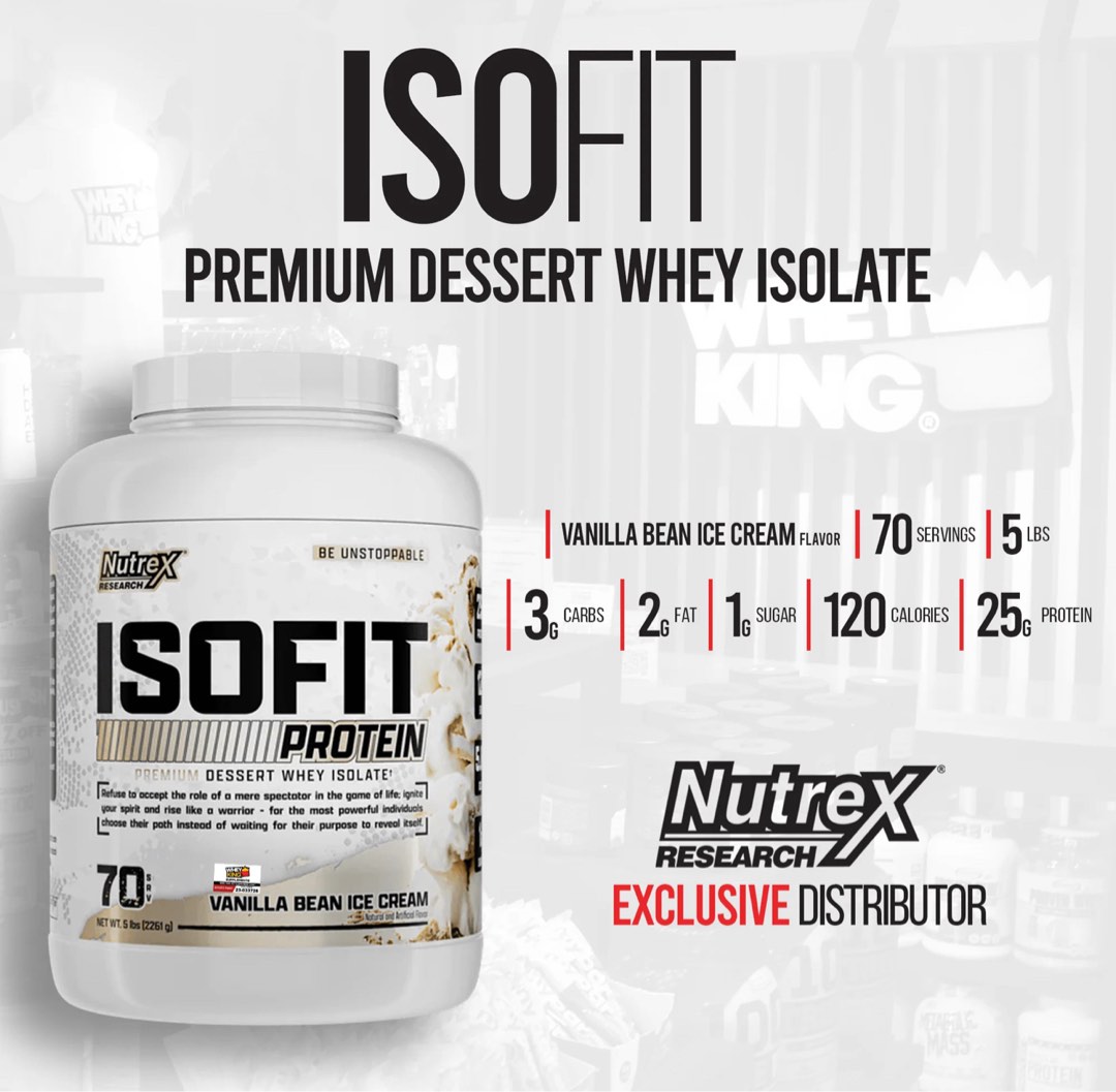 NUTREX ISOFIT ISOLATE WHEY PROTEIN | Vanilla Bean Ice Cream, Health ...