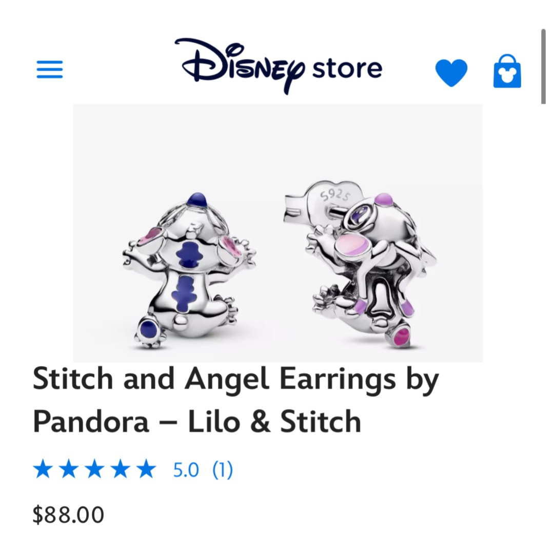 Pandora Disney park Stitch and Angel Earrings Lilo & Stitch on Carousell