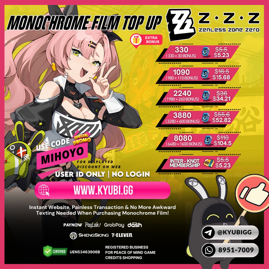 [UPDATED DISCOUNT | 24/7 WEB] Zenless Zone Zero Monochrome Top Up | Zenless Zone Recharge | ZZZ ...