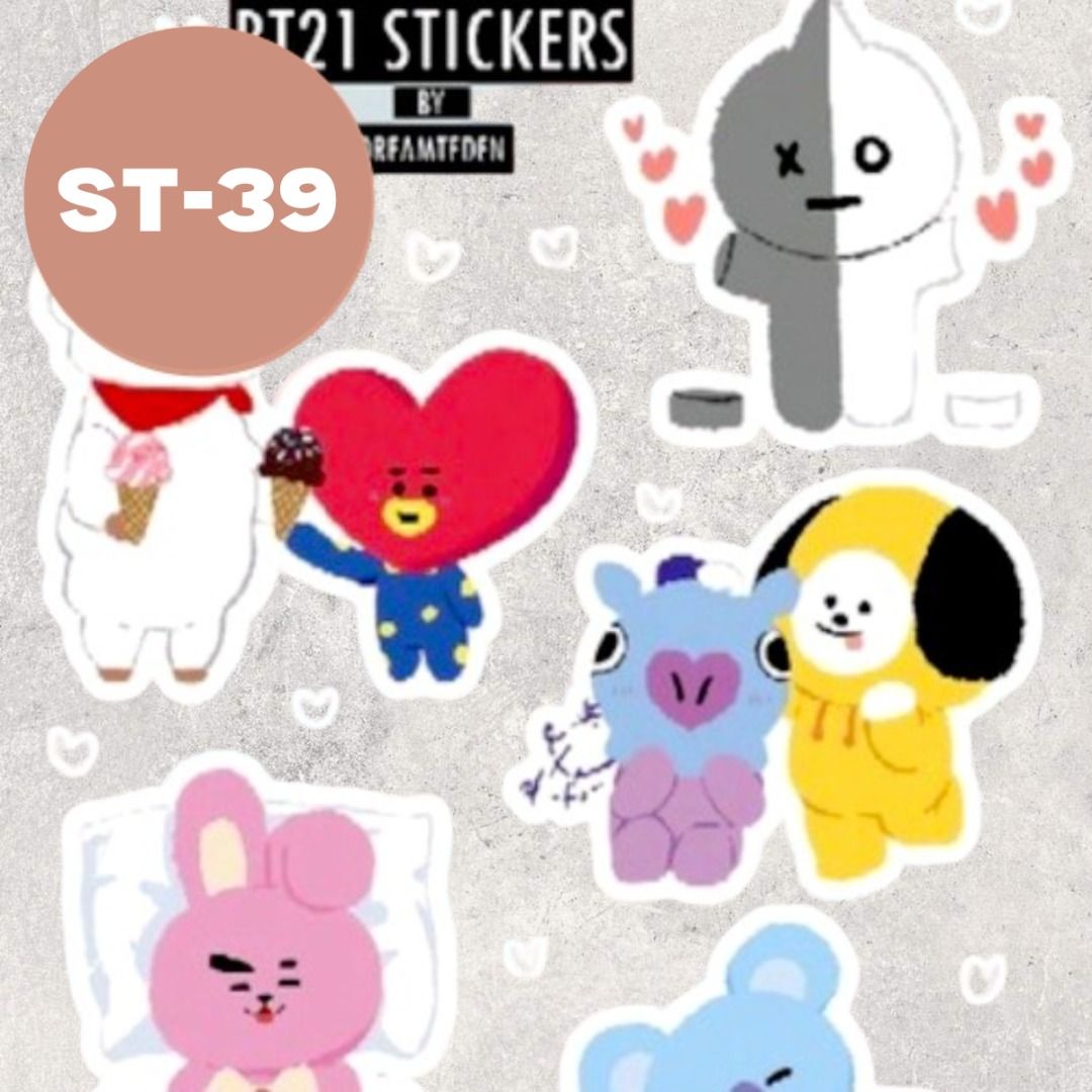 📣[PROMO BUY 1 GET 1 FREE] BTS Stickers, BT21 Cute Colorful Cartoon ...