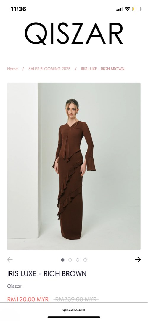 QISZAR IRIS LUXE RICH BROWN XS, Women's Fashion, Dresses & Sets ...
