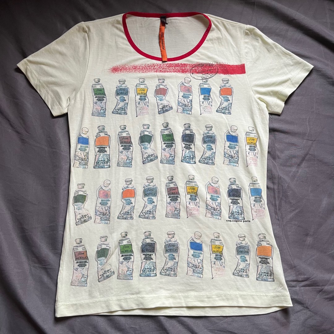 Rare Cop Copine Paris Paint Tubes Design Shirt, Women's Fashion, Tops ...