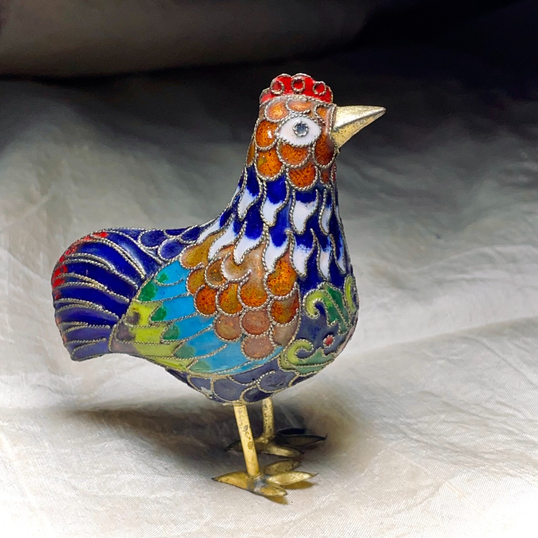 RARE FIND ️ CHINESE IMPERIAL CLOISONNÉ ROOSTER AUSPICIOUS PLUMAGE ...