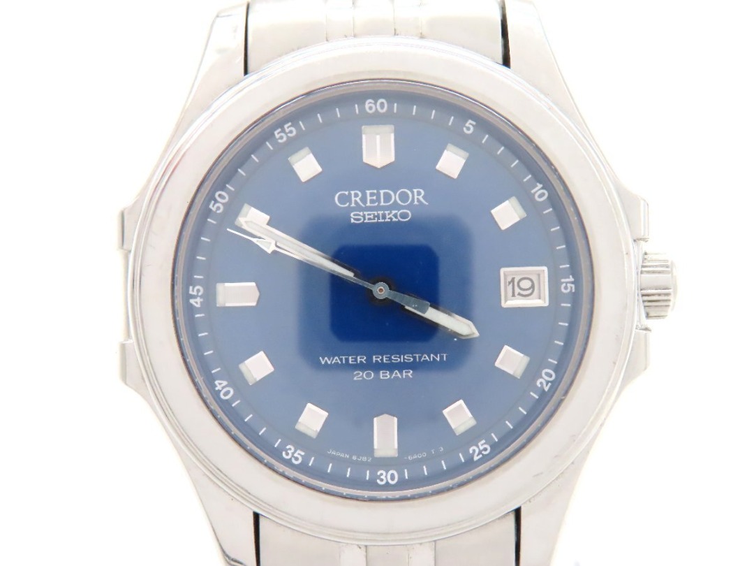 Seiko 8J82-6A00 Credor SS Blue Dial Men's Working QZ 21426, Men's ...