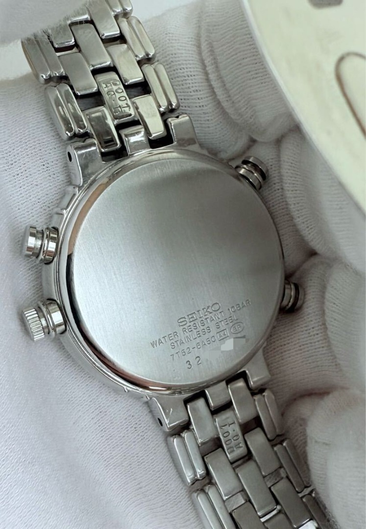 SEIKO Asterisk Rare Model 1/100 Chronograph 7t52 Black Dial High-end Line Luxury Sports, Men's ...