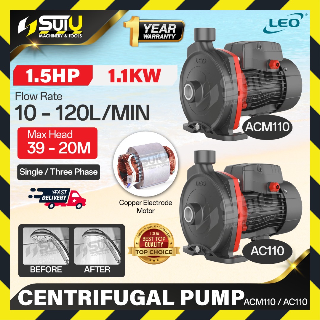 [SINGLE / THREE PHASE] LEO ACM110 / AC110 1.5HP Centrifugal Pump 1.1kW ...