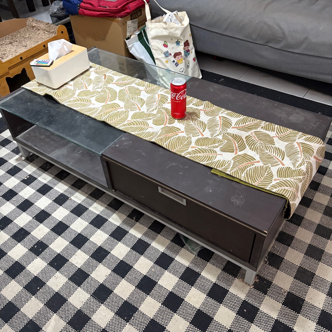 SSF Coffee table wooden and glass top, Furniture & Home Living ...