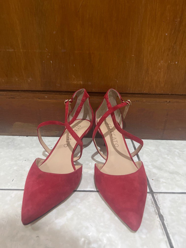 STACCATO ORIGINAL RED VELVET, Fesyen Wanita, Sepatu di Carousell